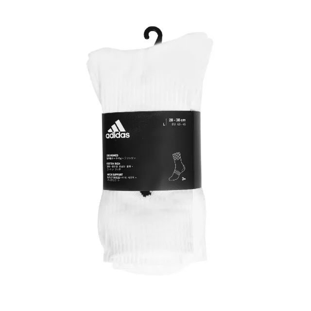【adidas 愛迪達】襪子 Cushioned Crew 白襪 長襪 男女款 中筒襪 3雙入 愛迪達(DZ9356) - momo購物網 ...