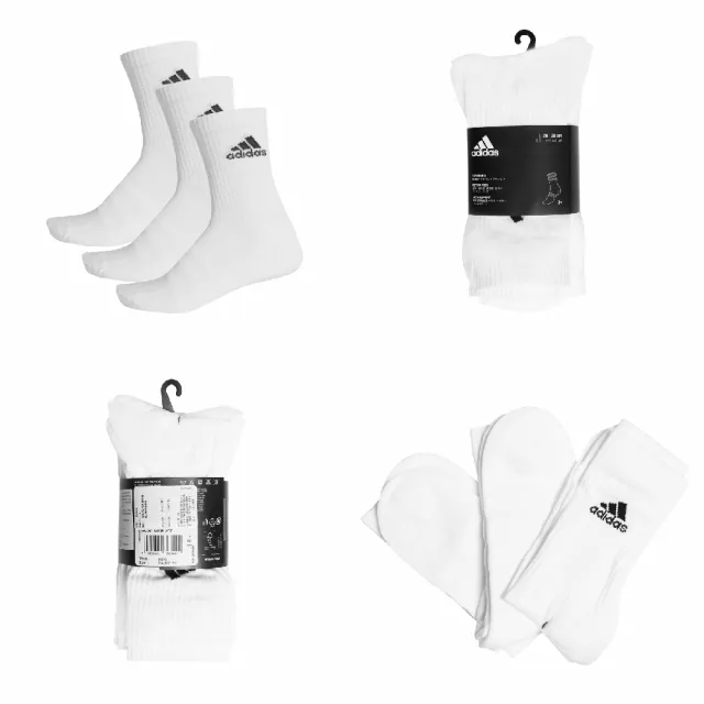 【adidas 愛迪達】襪子 Cushioned Crew 白襪 長襪 男女款 中筒襪 3雙入 愛迪達(DZ9356) - momo購物網 ...