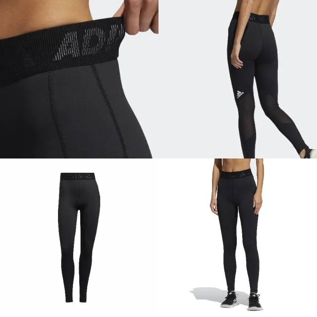 【adidas 愛迪達】緊身褲 TF L 3 BAR T 運動 女款 愛迪達 健身 重訓 路跑 瑜珈 貼身 黑 白(GL0693 ...