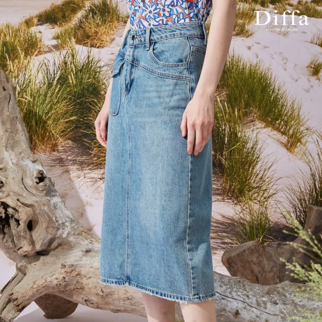【Diffa】單邊貼袋牛仔長裙-女(丹寧) - momo購物網 - 好評推薦 -2023年8月