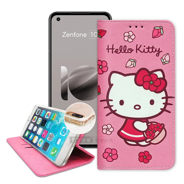 【SANRIO 三麗鷗】ASUS Zenfone 10 / 9 共用 Hello Kitty 櫻花吊繩款彩繪側掀皮套 - momo購物網 ...
