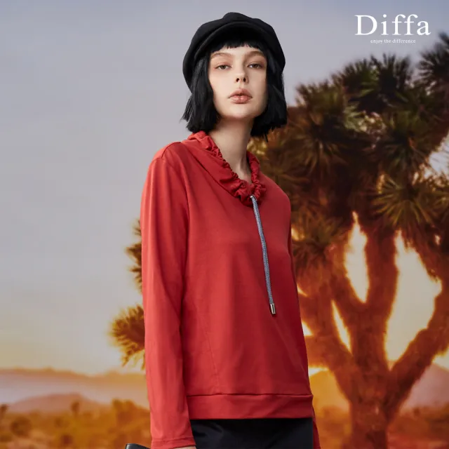 【Diffa】棉混紡領抽繩繡花上衣-女 - momo購物網 - 好評推薦 -2023年11月