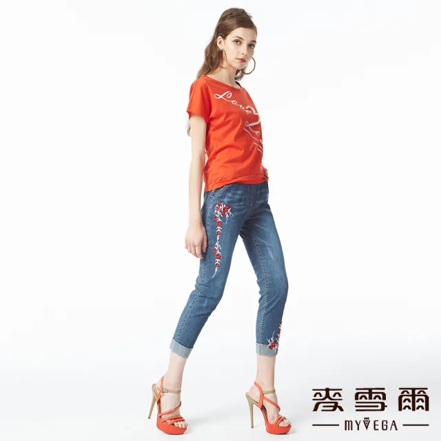 【MYVEGA 麥雪爾】純棉珍珠字母輕薄上衣-桔紅 - momo購物網 - 好評推薦 -2024年1月