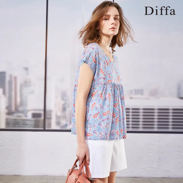 【Diffa】淺藍碎花上衣-女 - momo購物網 - 好評推薦 -2023年9月