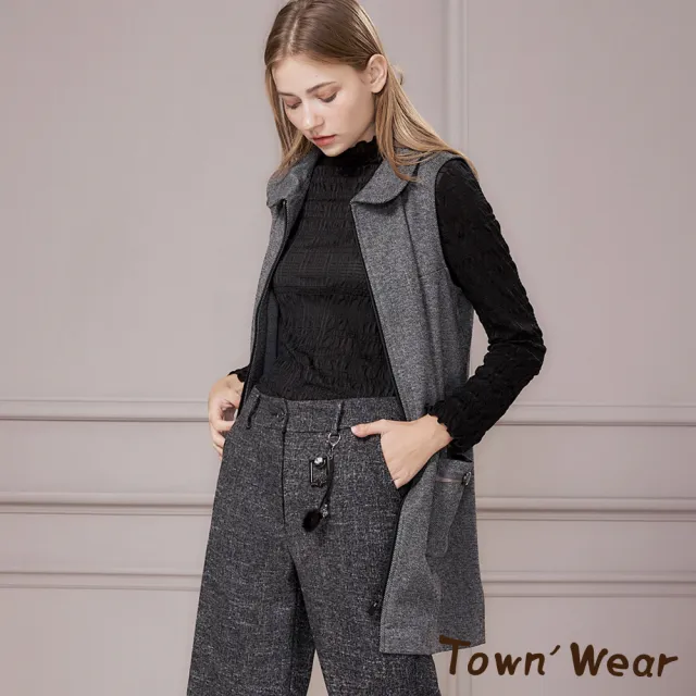 【TOWN’WEAR 棠葳】純色翻領長版背心外套(口袋/修身/女上衣) - momo購物網 - 好評推薦 -2023年11月