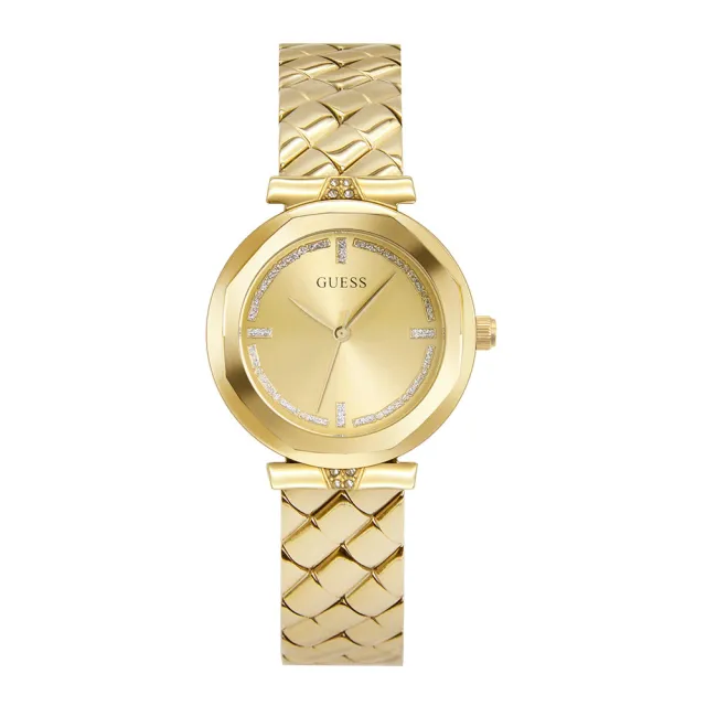 【GUESS】金色系 晶鑽簡約錶盤 絎縫造型不鏽鋼錶帶 手錶 腕錶(GW0613L2) - momo購物網 - 好評推薦 -2024年2月