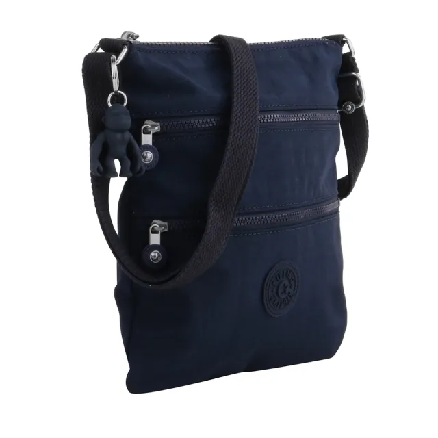 【KIPLING】小藍猴吊飾尼龍拉鍊斜背扁包(深藍) - momo購物網 - 好評推薦 -2024年3月