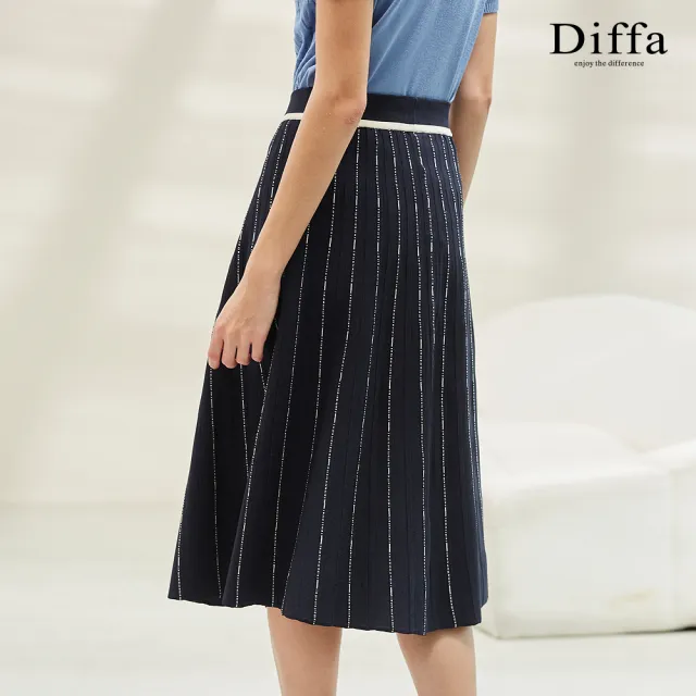 【Diffa】質感條紋針織長寬裙-女 - momo購物網 - 好評推薦 -2024年7月