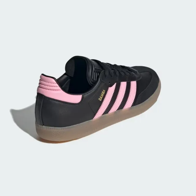 【adidas 愛迪達】SAMBA INTER MIAMI CF運動休閒鞋(IH8157 MIAMI CF客場配色室內足球鞋 BLACK x ...