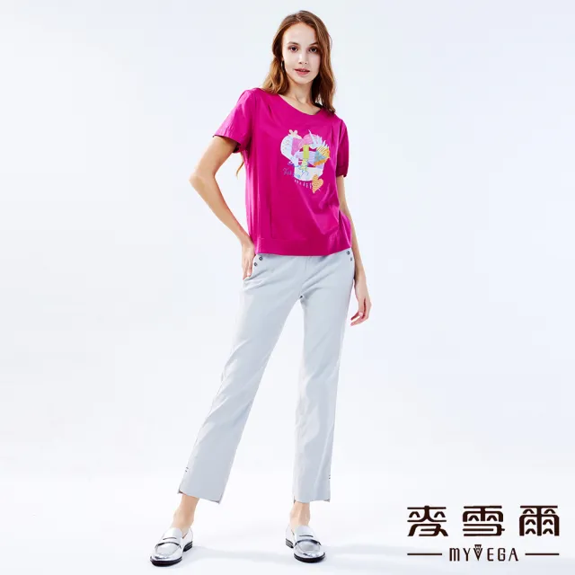 【MYVEGA 麥雪爾】絲光棉愛心塗鴉風印花上衣-粉紫 - momo購物網 - 好評推薦 -2025年5月