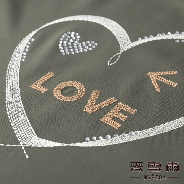 【MYVEGA 麥雪爾】高含棉愛心刺繡下擺抽繩上衣-墨綠 - momo購物網 - 好評推薦 -2025年7月
